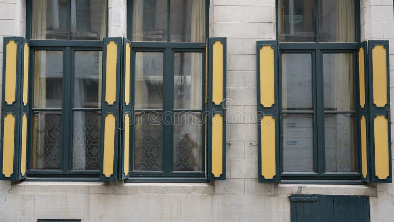 Vintage windows. stock image. Image of vintage, belgium - 113889689