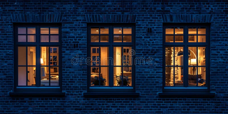 Three Windows with Light in the House Stock Image - Image of estate ...