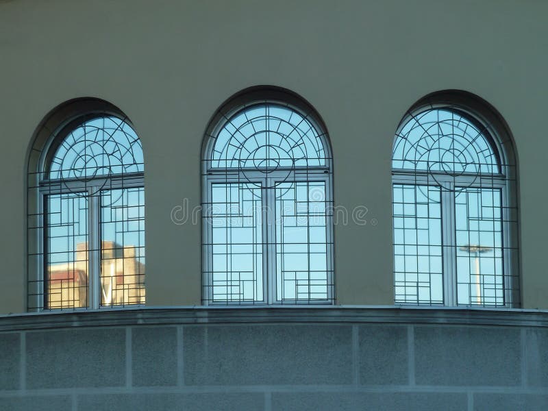Three Windows with Reflection Stock Image - Image of windows ...