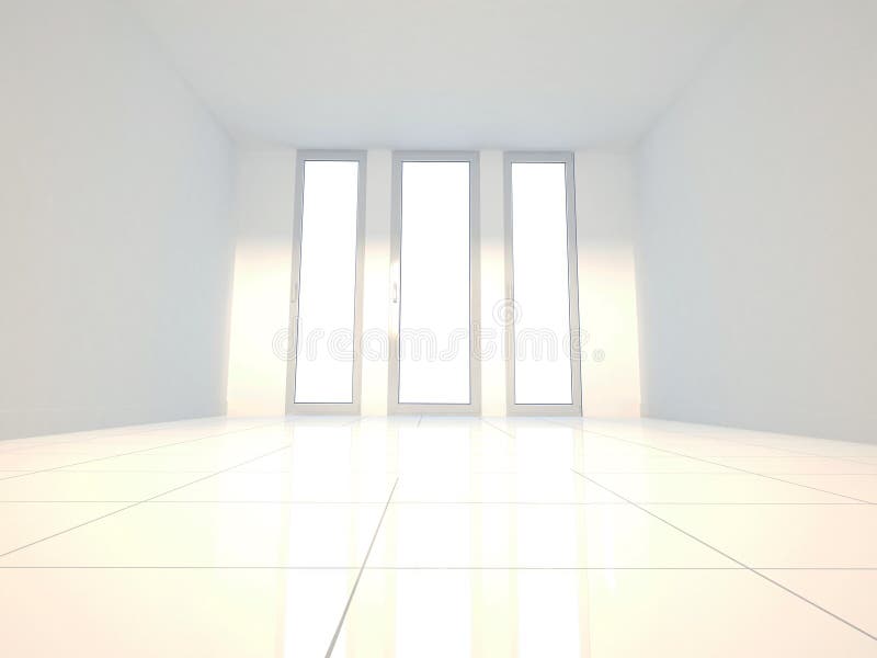 Three Windows in the Room, 3d Stock Illustration - Illustration of ...