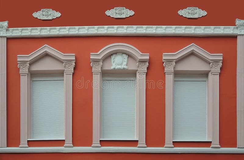 Three Windows on the wall stock image. Image of color - 74360527
