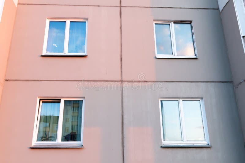 Three Windows on the Wall, the Texture of the Window Background. Stock ...