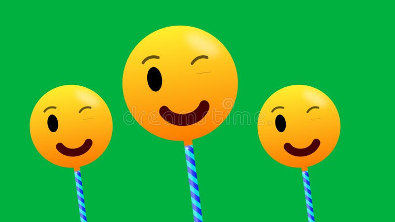 Three Winking Face Expression on Green Background Stock Illustration ...