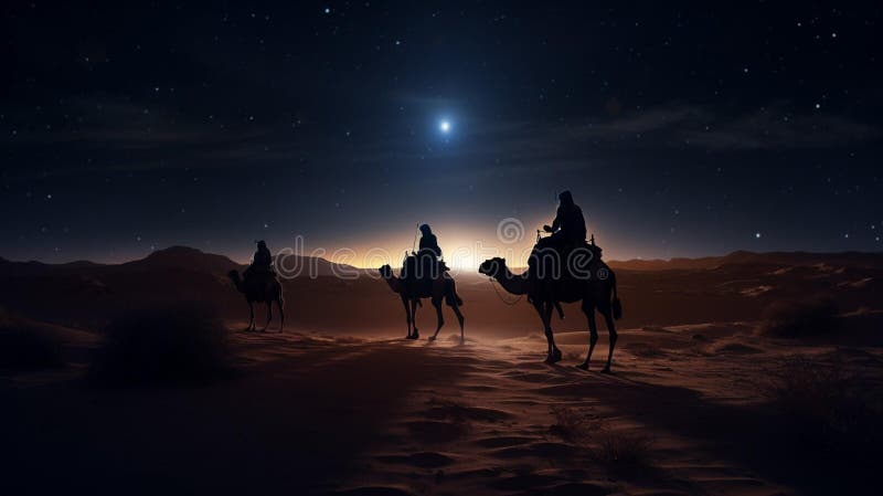 Following the Star of Bethlehem, AI-generated. Stock Illustration ...