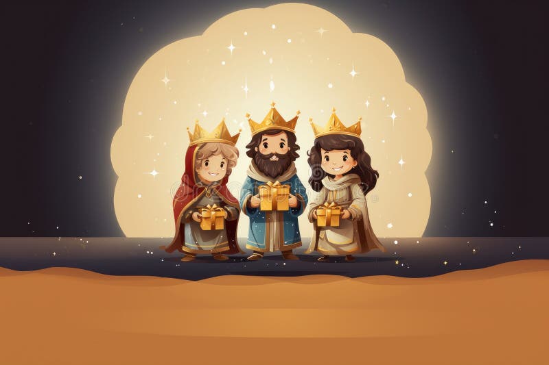 The Three Wise Men and Stars. Three Kings Day. Stock Illustration ...
