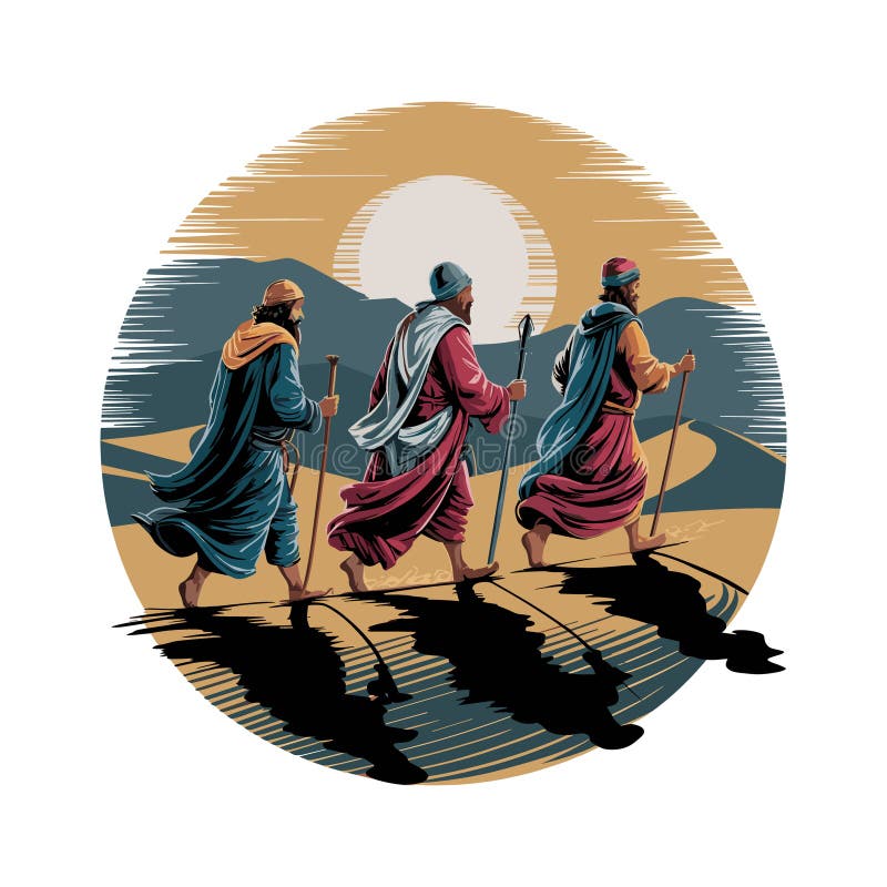The Three Wise Men on Their Journey Stock Vector - Illustration of trek ...