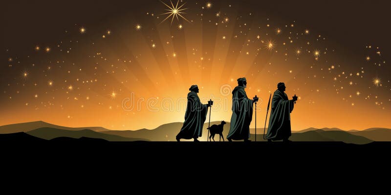 Three Wise Men in Their Journey To Bethlehem Stock Image - Image of ...