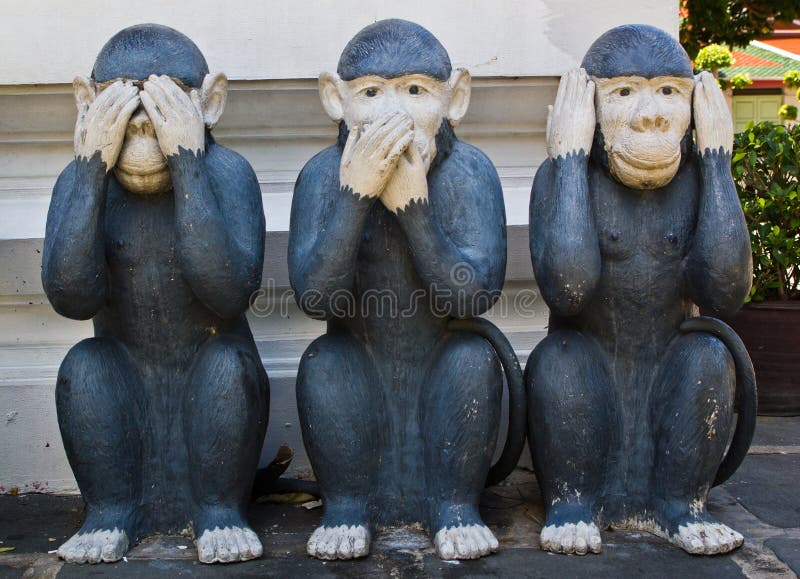 Three monkeys statues stock photo. Image of statuettes - 39148514
