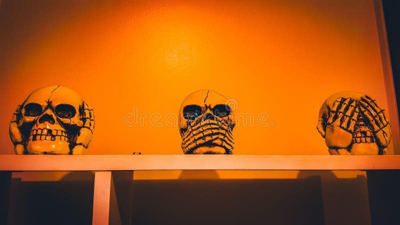 Three Wise Monkeys. Deaf, Blind and Mute Monkey. in the Shape of Skulls ...