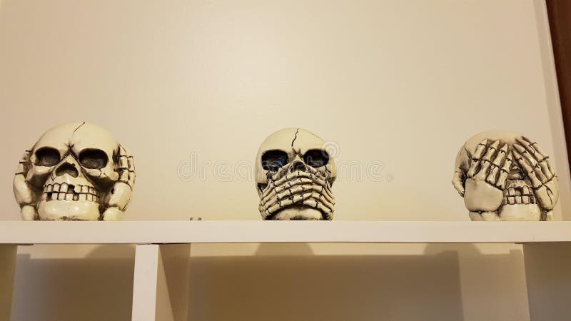 Three Wise Monkeys. Deaf, Blind and Mute Monkey. in the Shape of Skulls ...