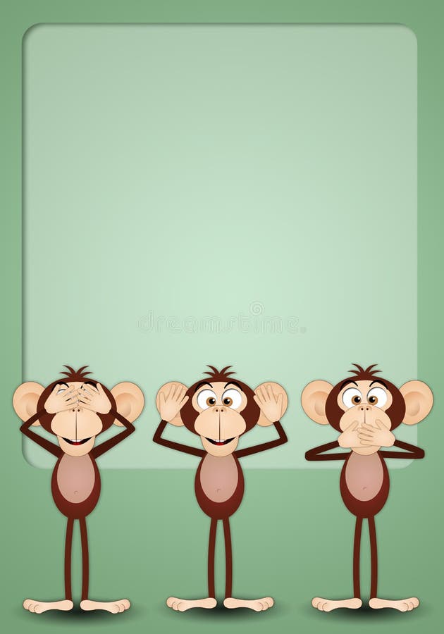 The three wise monkeys stock illustration. Illustration of male - 41785467