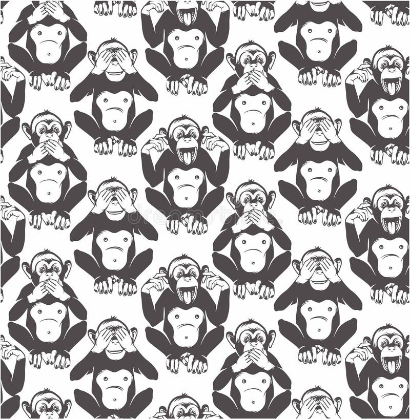 The Three Wise Monkeys. Seamless Pattern. Vector Illustration. Stock ...