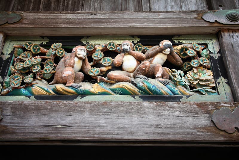 Three Wise Monkeys stock photo. Image of shinto, toshogu - 106054408