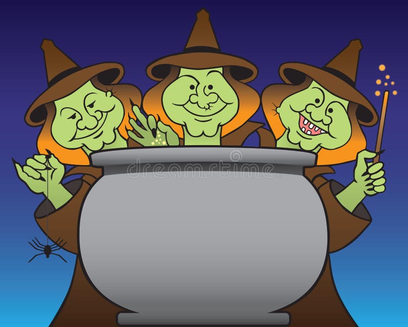 Three witches characters stock vector. Illustration of witch - 34984995