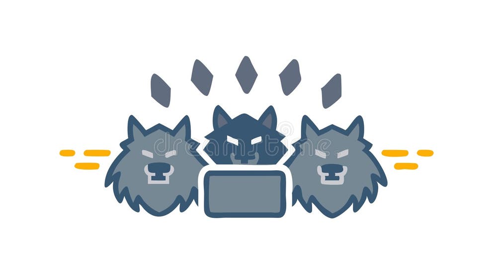 Three Wolf Heads Illustration, Pack Unity Strength Symbol, Vector ...