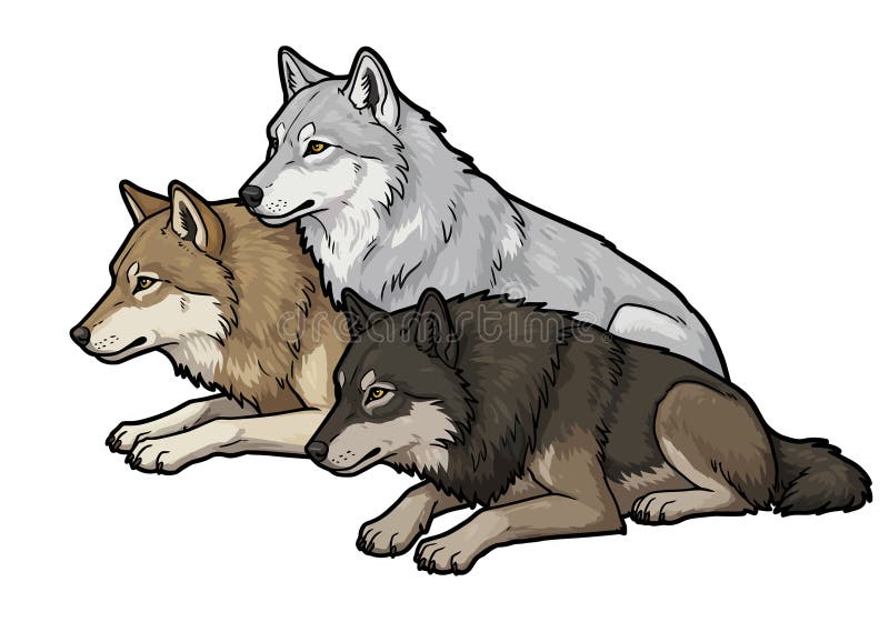 Pack of wolves clipart stock vector. Illustration of animals - 365009764