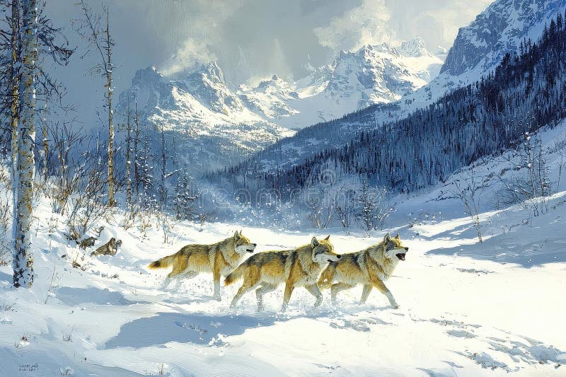 Three wolves stock vector. Illustration of element, nature - 91087610