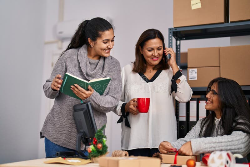 Three Woman Ecommerce Business Workers Working at Office Stock Image ...