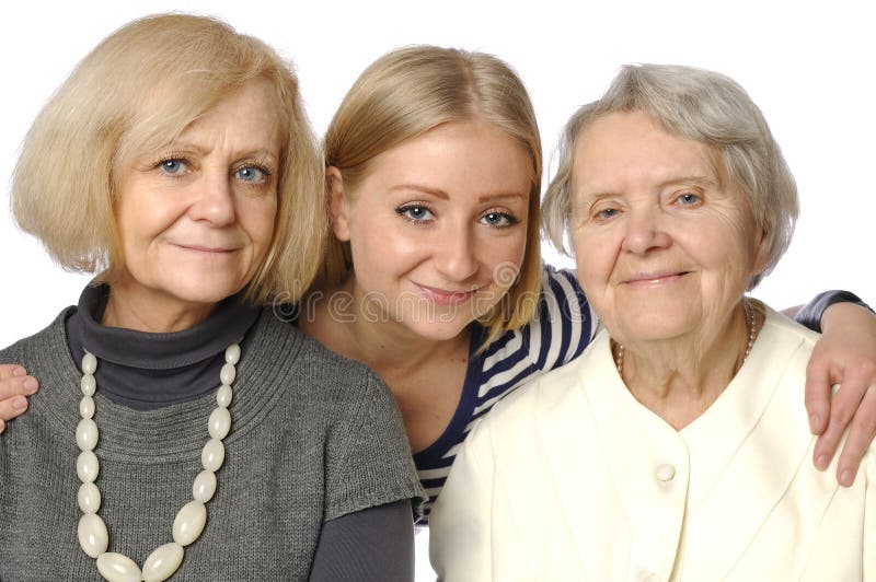 Three Woman - Three Genertions Stock Image - Image of head, grey: 23184143