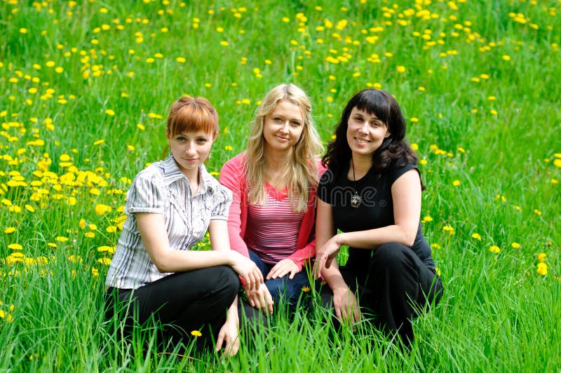 Three women stock image. Image of happy, white, brunette - 19500815