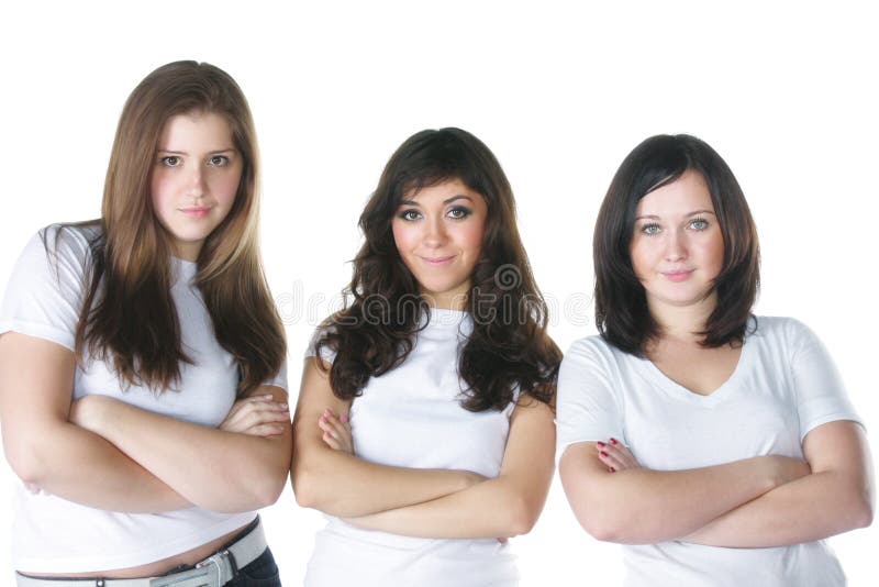 Three women arms folded stock image. Image of crossed - 13985355