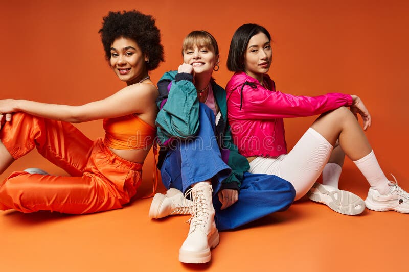 Three Women of Different Ethnicities Joyfully Stock Image - Image of ...