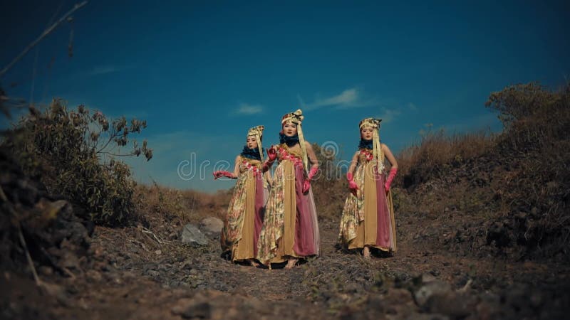 Three Women in Traditional Dresses Walking Outdoors Stock Video - Video ...
