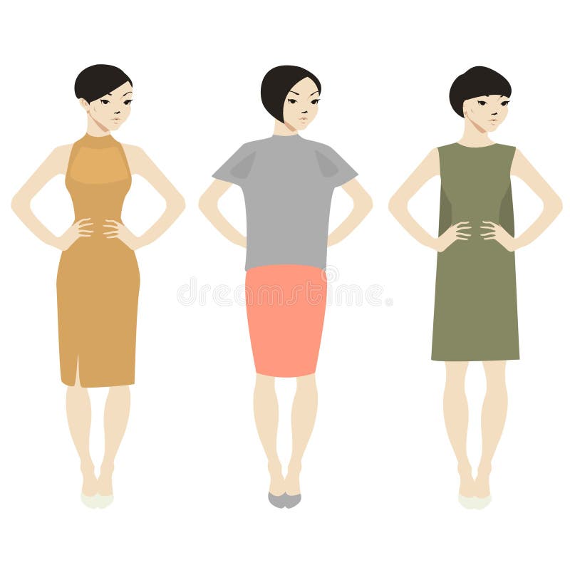 Three women stock vector. Illustration of women, collection - 69341650