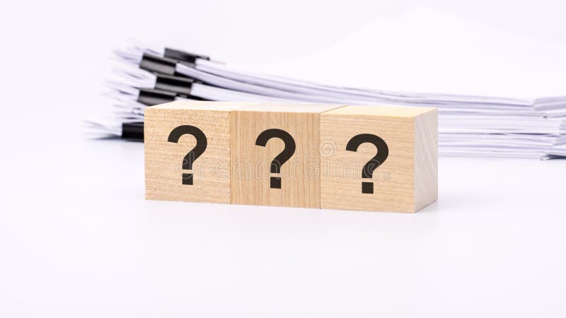 Three Wooden Cube with Question Marks on White Background Stock Image ...