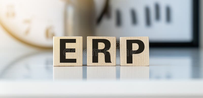 Three Wooden Cubes with Letters ERP - Stands for Enterprise Resource ...