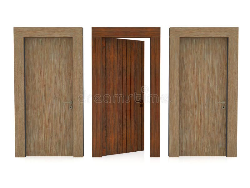 Three wooden doors stock illustration. Illustration of three - 140116459