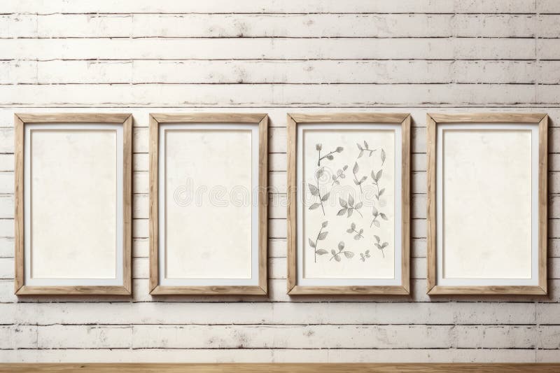 Three Wooden Frames Hanging on a Wall in Front of a White Wall Stock ...