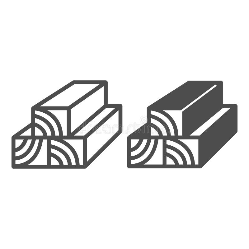 Three Wooden Planks Line and Solid Icon, Forest Industry Concept ...