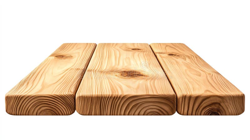 Three Wooden Planks with Rich Grain Patterns, Isolated on a White ...