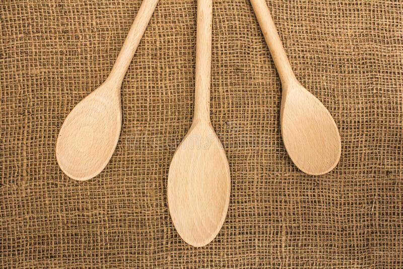Three Wooden Spoons stock image. Image of jute, wooden - 28261709