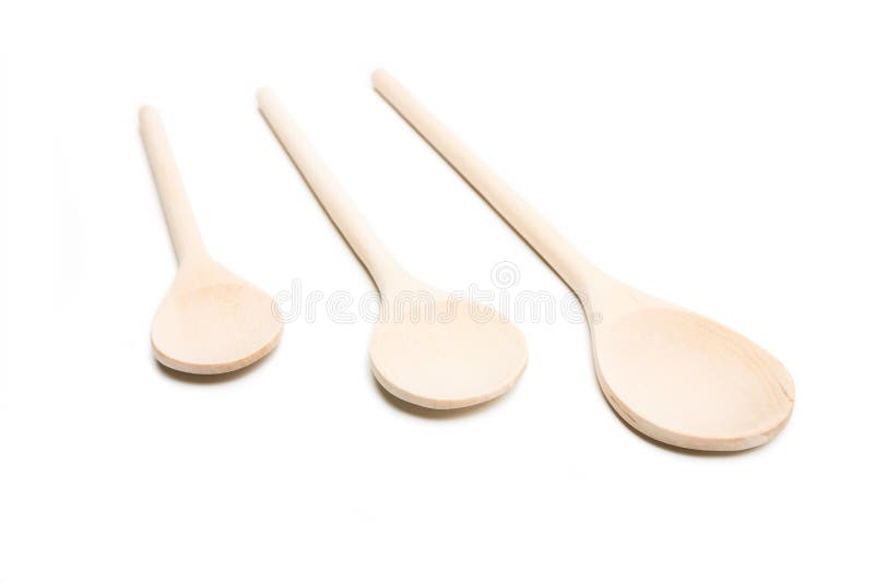 Three Wooden Spoons Isolated at White Stock Image - Image of tool ...