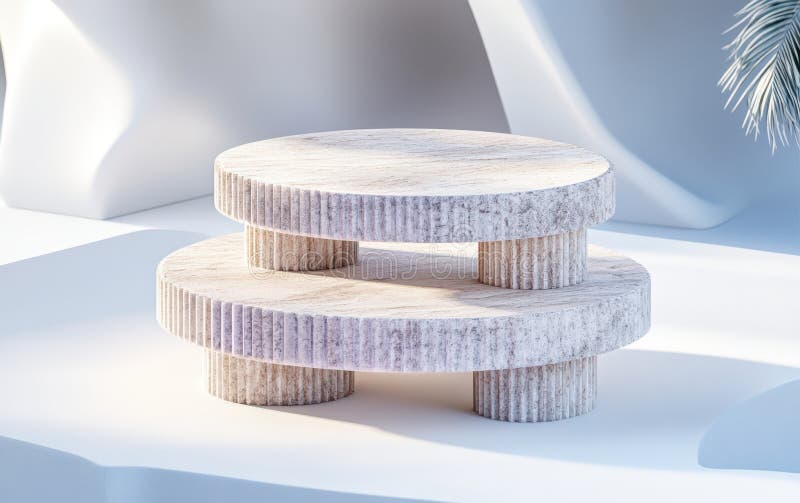 Three Wooden Stools Arranged on a Clean White Surface. Stock Photo ...