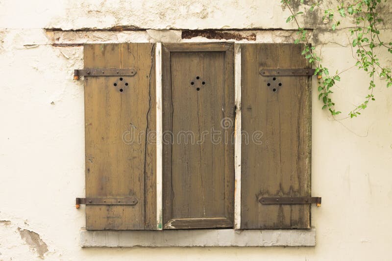 Three Wooden Windows in a White Wall Background Germany Stock Image ...