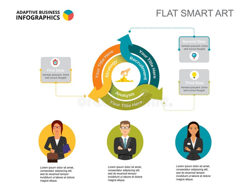 Three Workers Team Slide Template Stock Vector - Illustration of layout ...