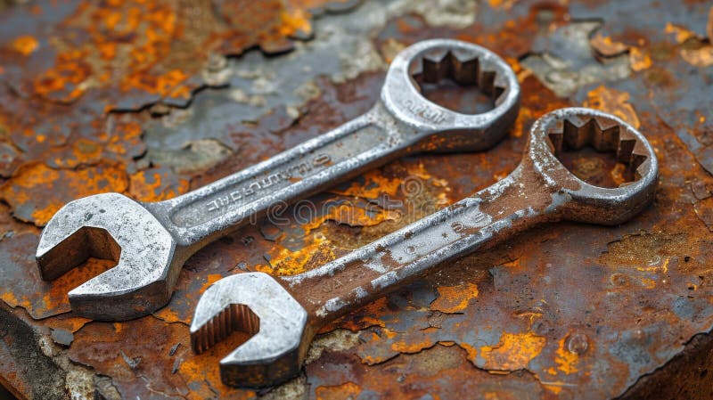 Three Rusted Wrenches Laying Rusty Metal Surface Stock Photos - Free ...