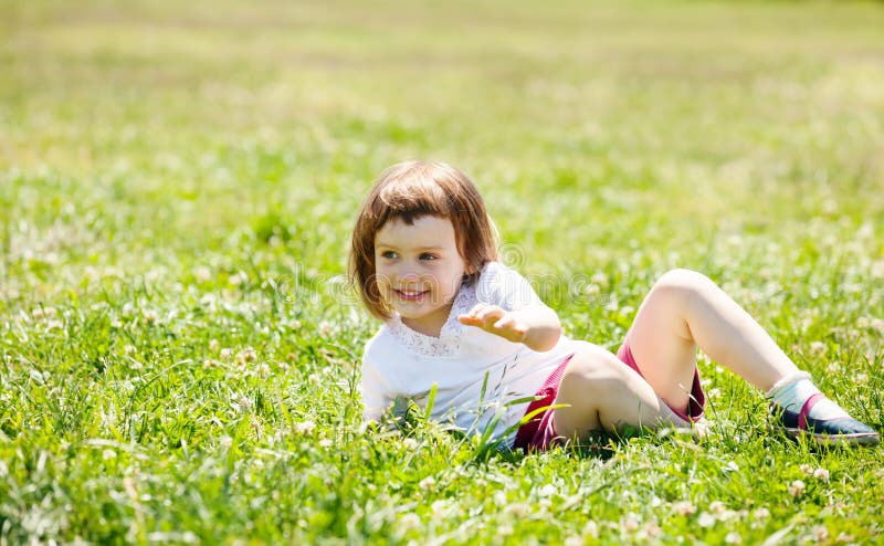 Three Year Old Child Playing at Grass Stock Image - Image of life ...