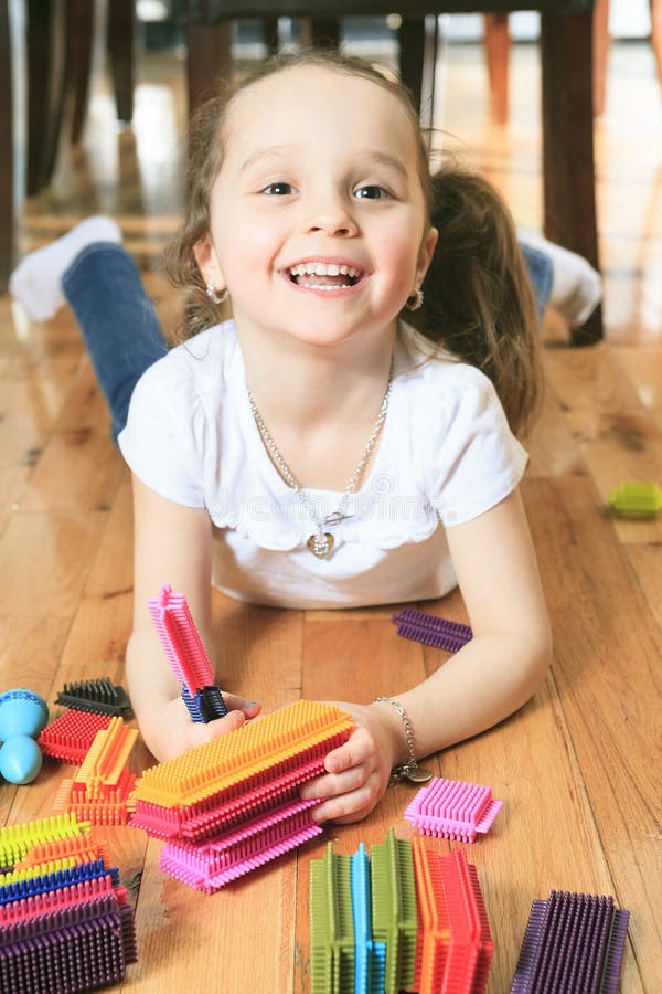 Three Year Old Cute Girl Playing Connecting Stock Photos - Free ...