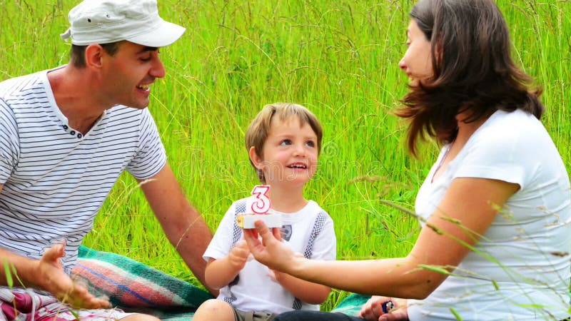 Three Years Cake Happy Birthday Green Screen 3D Rendering Animation ...