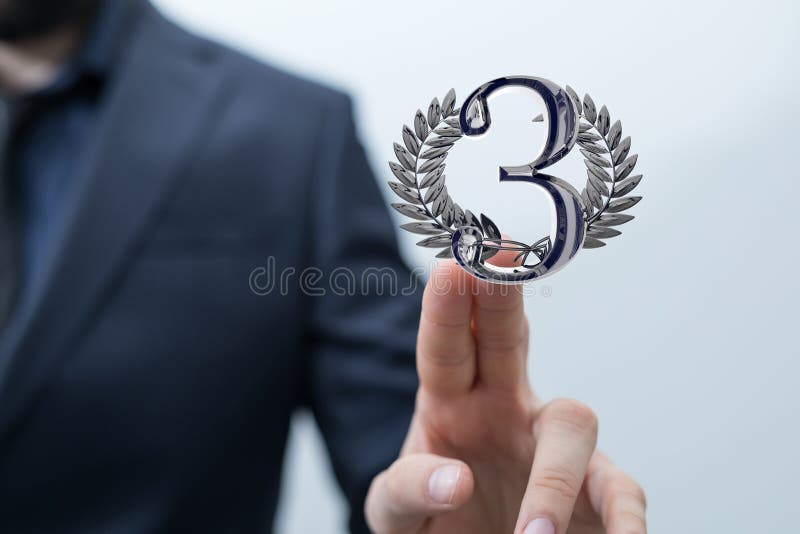 A Three or 3 Years Award Digital Number Award Anniversary 3d Stock ...