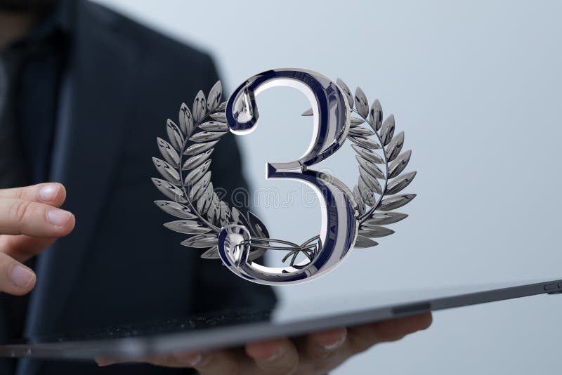 A Three or 3 Years Award Digital Number Award Anniversary 3d Stock ...