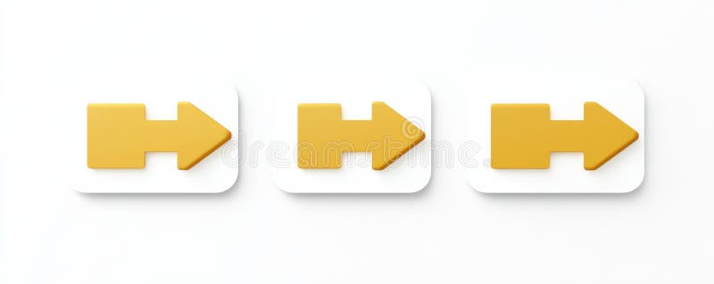 Three Yellow Arrows Pointing To the Right on White Background ...