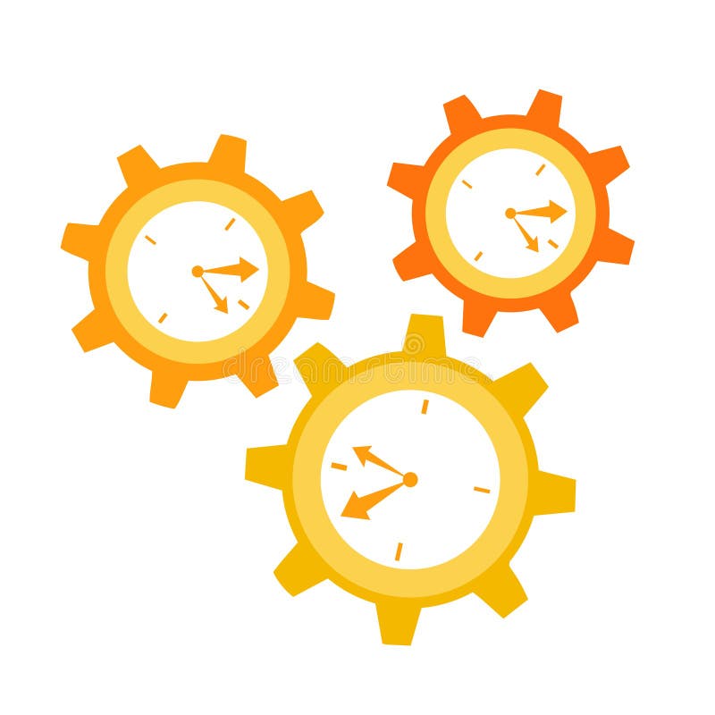 Three Yellow Clock Time Gear Cartoon Doodle Flat Design Vector ...