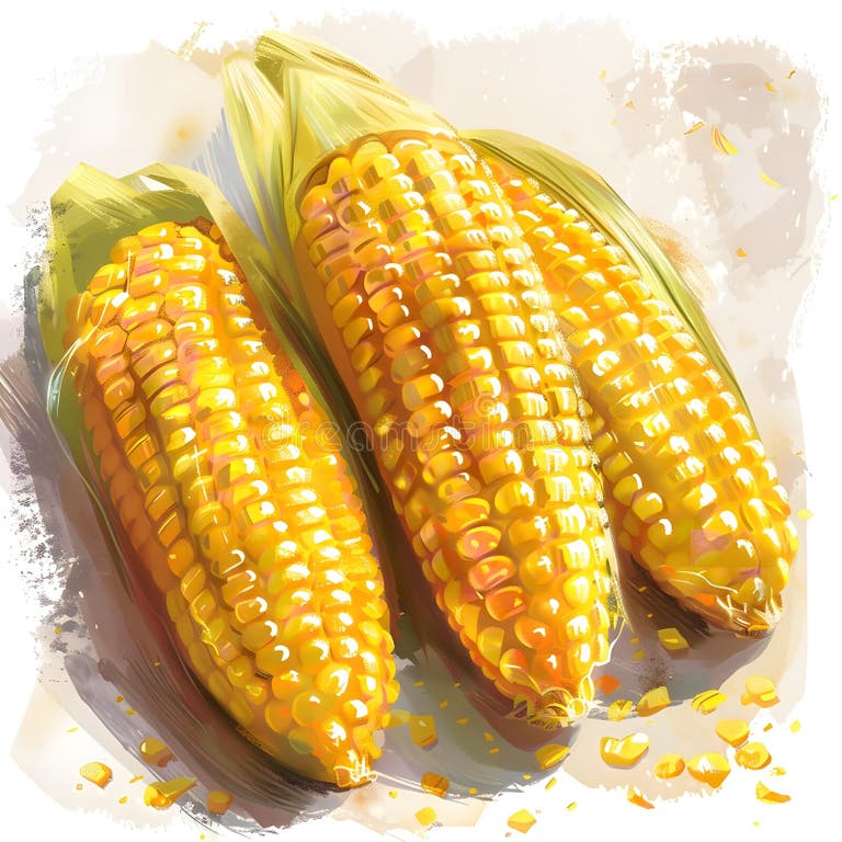 Three Yellow Corn Cobs stock illustration. Illustration of rural ...