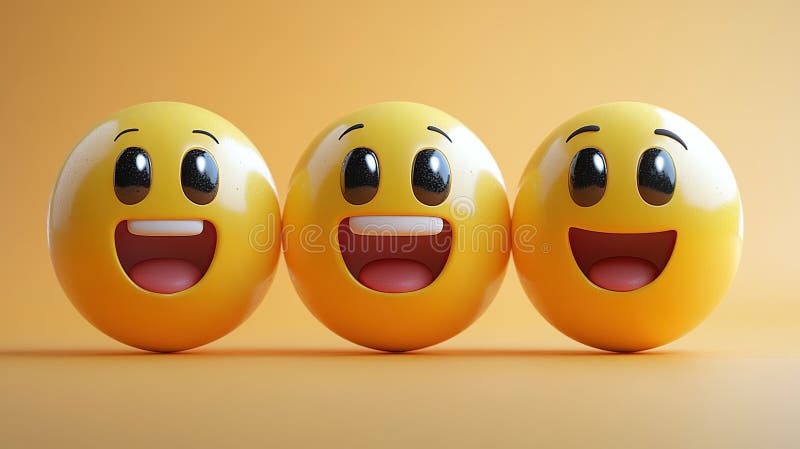 Three Yellow Emoji Faces with Wide Eyes and Open Mouths Laughing Stock ...