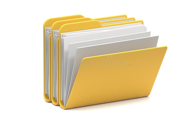 Three Yellow Folders Icon Opened 3D Stock Illustration - Illustration ...
